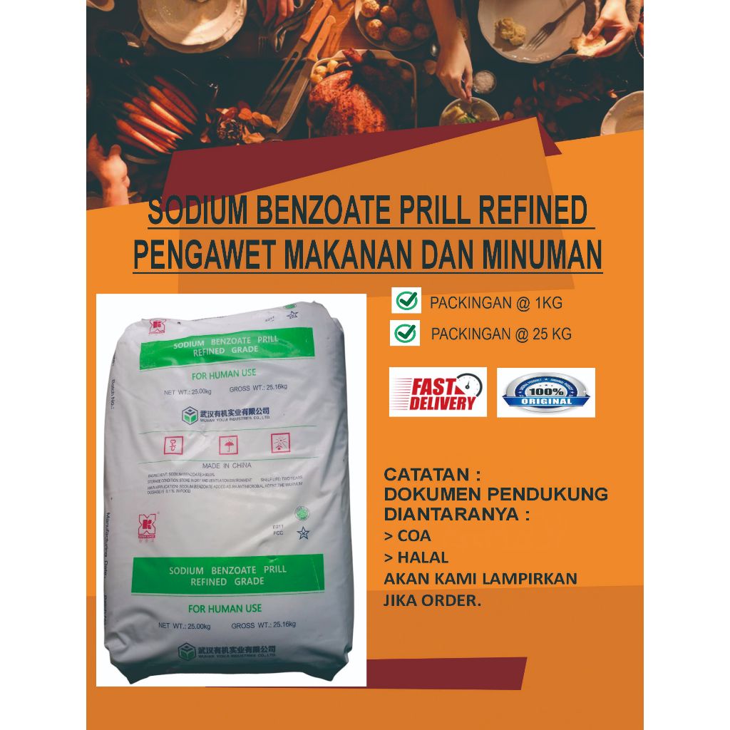 Jual SODIUM BENZOATE PRILL KEMASAN HIJAU/BUTIRAN NATRIUM BENZOATE ...