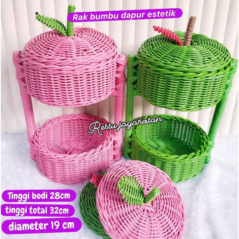 Jual Rak bumbu dapur rotan estetik dan rak bawang Rotan estetik dari ...