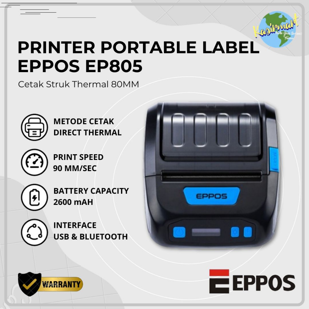 Jual Printer Bluetooth Resi Barcode Thermal Eppos EP805 [Dual Mode] Mobile Printer Bluetooth ...