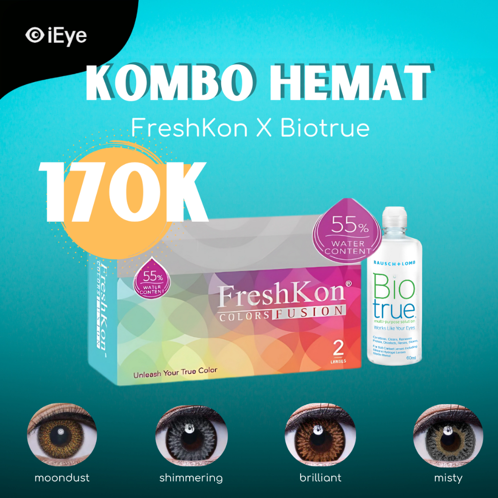 Jual freshkon warna + biotrue ( paket softlens + cairan ) | Shopee Indonesia