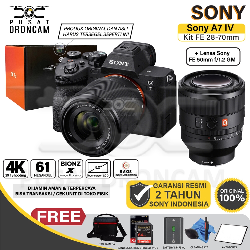 Jual Sony Alpha A7IV - A7 IV + FE 50MM F1.2 GM - A7M4 Mirrorless Original | Shopee Indonesia