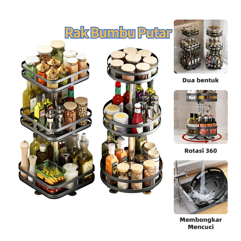 Jual Rak Bumbu Putar Berputar 360 Derajat Rak Bumbu Meja Rak Dapur ...