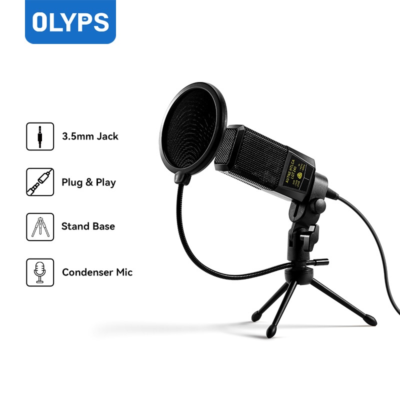 Jual OLYPS Microphone Condenser Live Recording Studio PC Mic Karaoke ...