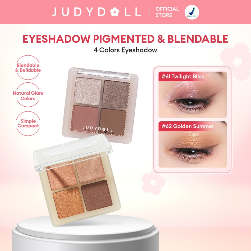 Jual Judydoll 4 Colors Eyeshadow (Natural Glam Eyeshadow, Blendable ...
