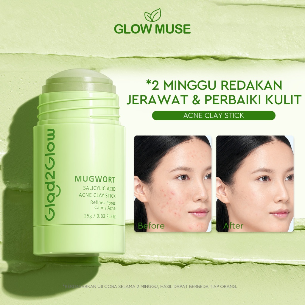 Jual [100% ORI]Glad2Glow Real Mugwort Clay Mask Stick Salicylic Acid ...