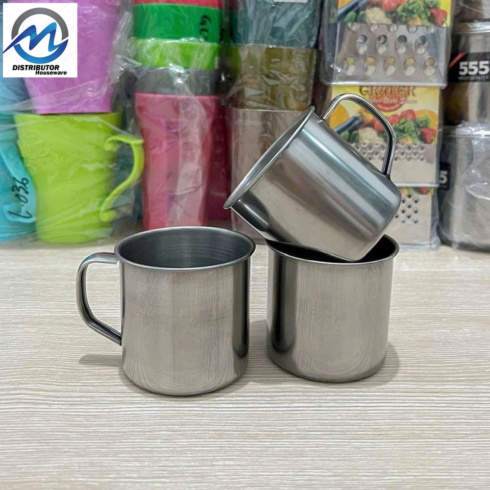 Jual Cangkir Stainless Gagang/ Cangkir Stainless Gagang Kecil 8cm ...