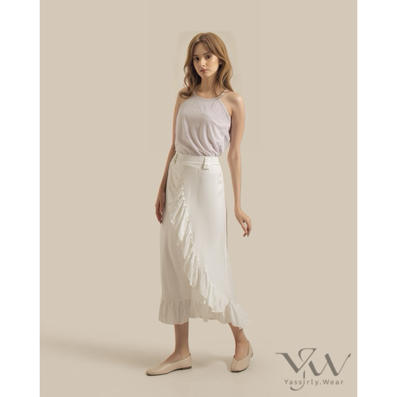 Jual YASSIRLY.WEAR - Belle Ruffle Skirt/Rok Panjang Wanita Putih Ruffle ...