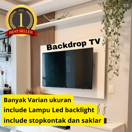 Jual panel Backdrop tv LED digital tv minimalis include lampu LED ...