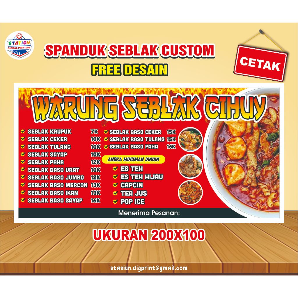 Jual SPANDUK BANNER WARUNG SEBLAK CUSTOM FREE DESAIN | Shopee Indonesia
