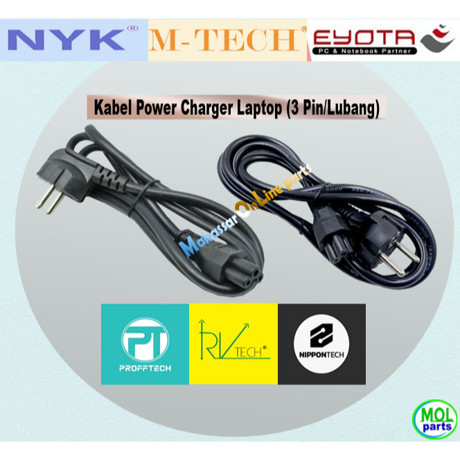 Jual Kabel Power Charger Adaptor Laptop Kabel Power 3 pin 3 Lubang NYK ...