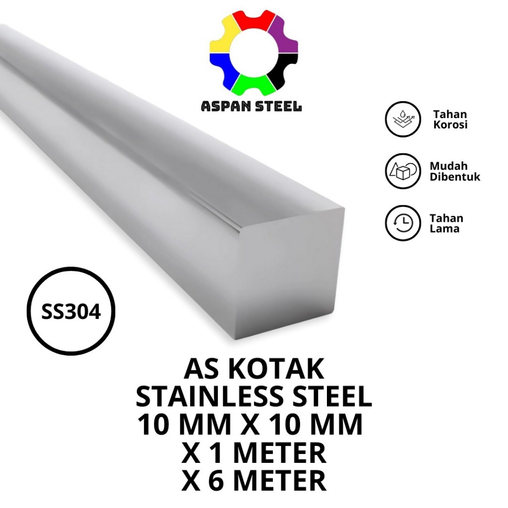 Jual As kotak 10 mm x 10 mm stainless steel 304 | Shopee Indonesia