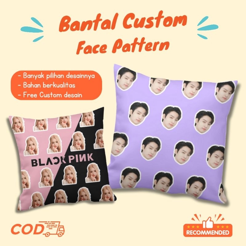 Jual Souvenir Custom Foto Pattern / Bantal Foto Wajah / Bantal Custom ...