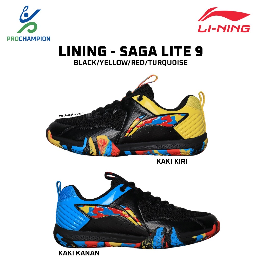 Jual New Color Sepatu Badminton Lining Li-Ning SAGA LITE 9 Black Yellow ...