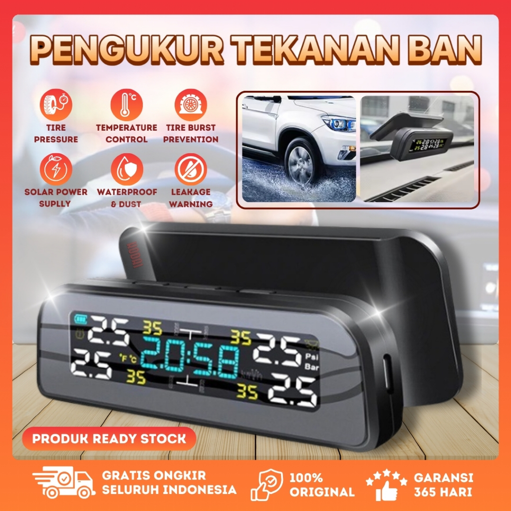Jual KODAI TPMS T12 Monitor Tekanan Ban Mobil Dengan Layar LCD Solar Power Waktu ditampilkan 360 ...