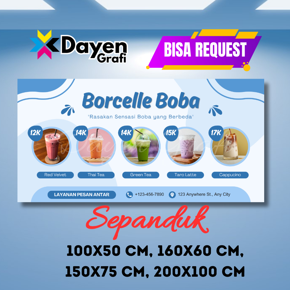 Jual Spanduk Banner Aneka Minuman Boba Biru Cetak Custom | Shopee Indonesia