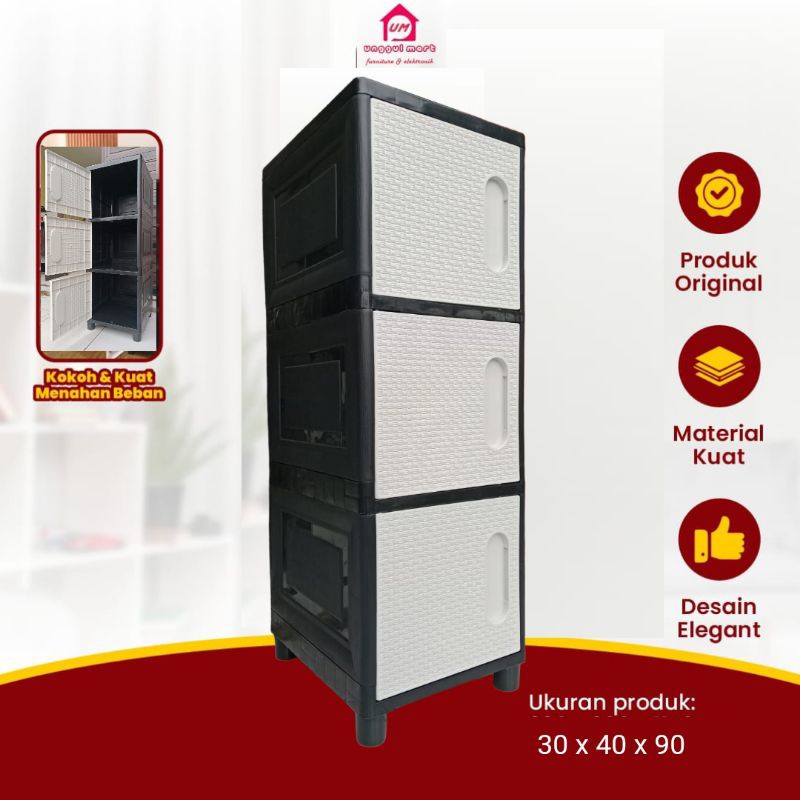 Jual Lemari Plastik Swing Loker Box Susun 3 Rak Penyimpanan Serbaguna ...
