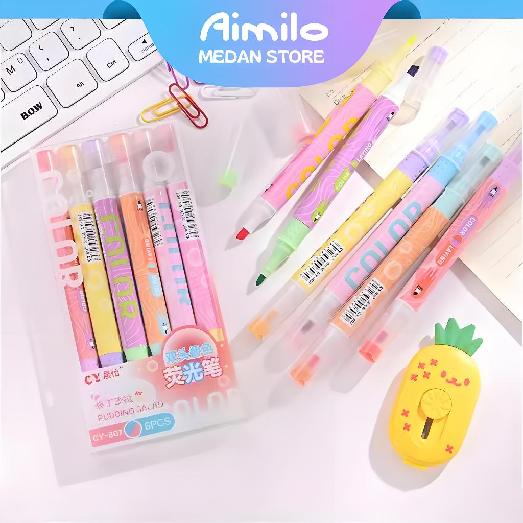 Jual Aimilo - Stabilo Pastel 1 Set Menumpuk Stabilo Highlighter 2 Sisi ...