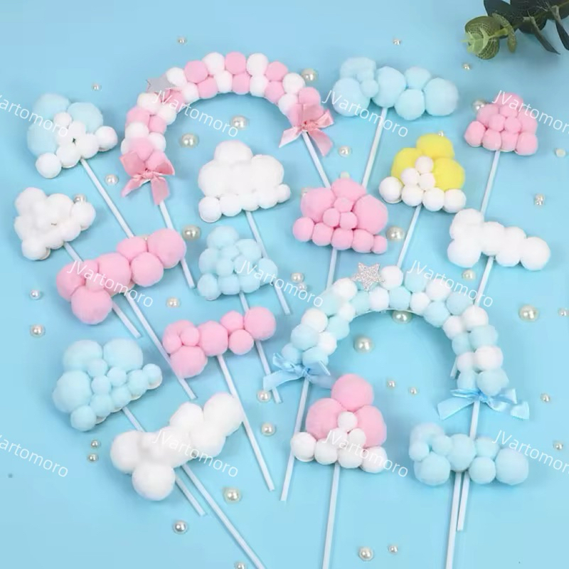 Jual Cake Topper Balon Pom Melengkung Awan Dekorasi Kue Ulang Tahun ...