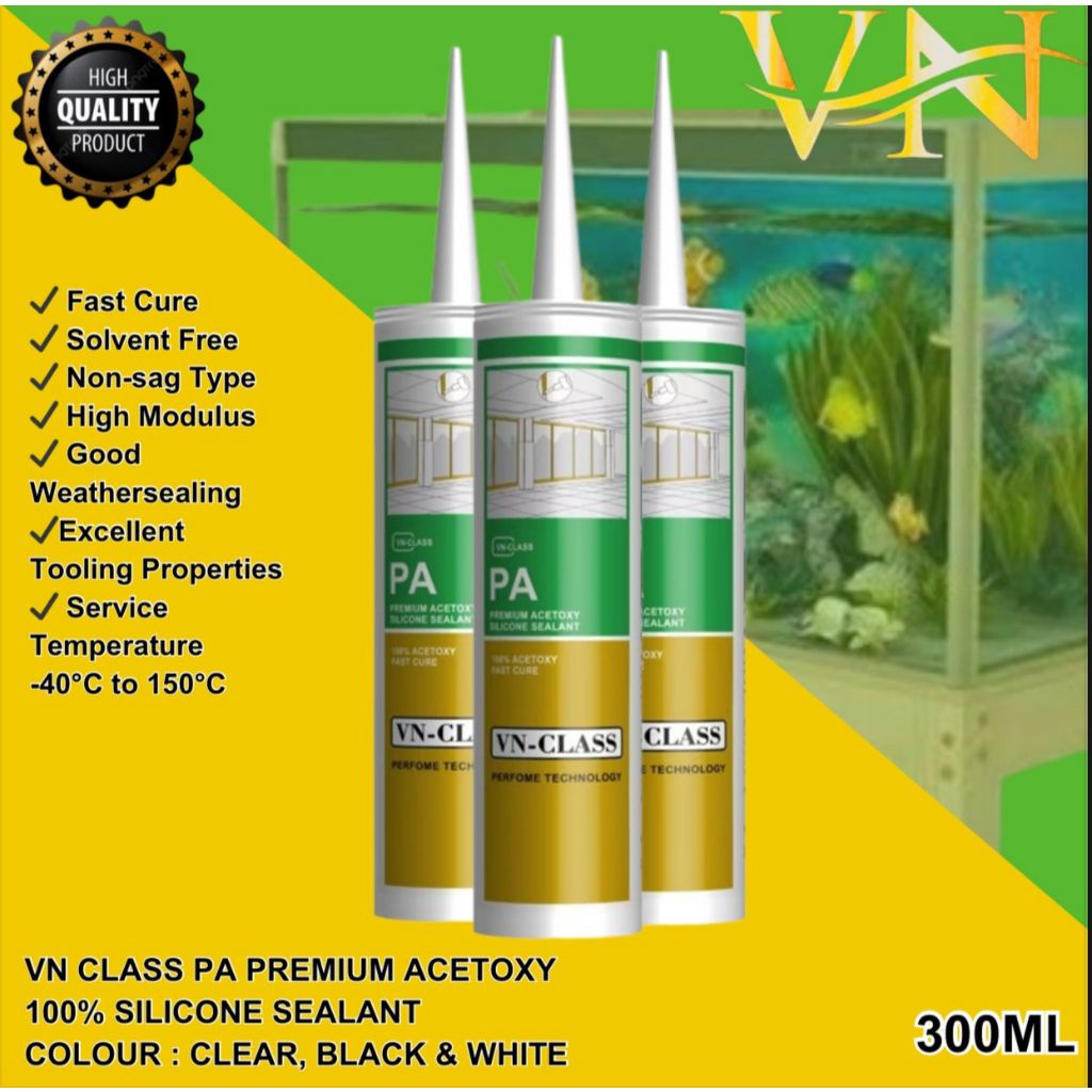 Jual Lem Silikon Kaca/Aquarium/UPVC/Wall-Panel Batten VN Class PA ...