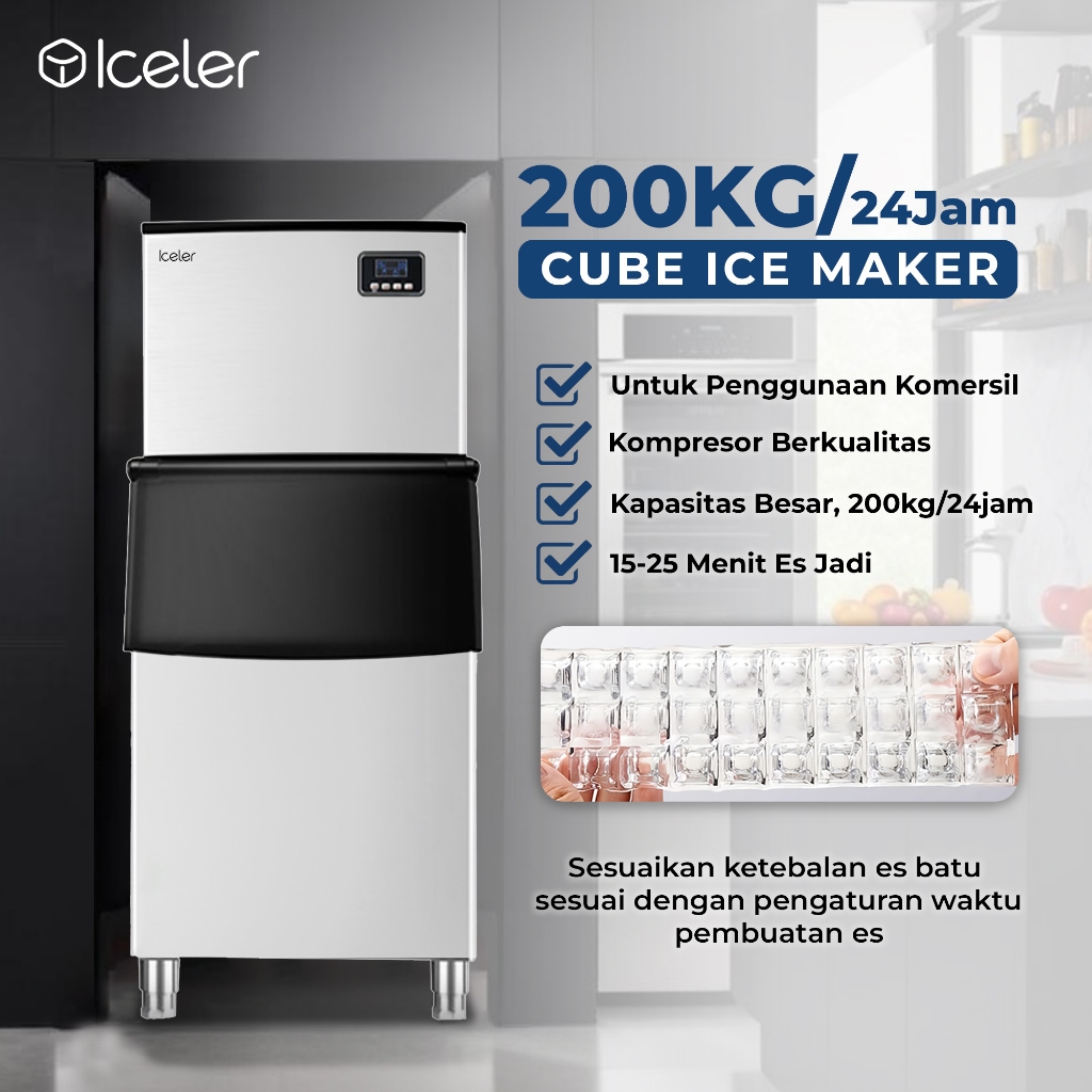 Jual Iceler Mesin Es Batu 200KG/24JAM 224 Kotak Es Cube Ice Maker ...