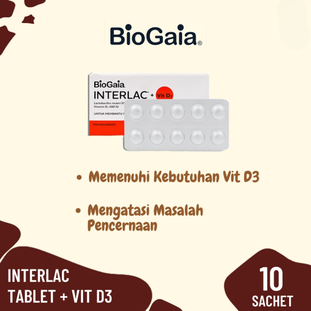 Jual Interlac Tablet + Vit D3 - Vitamin / Suplemen - Tablet Kunyah ...