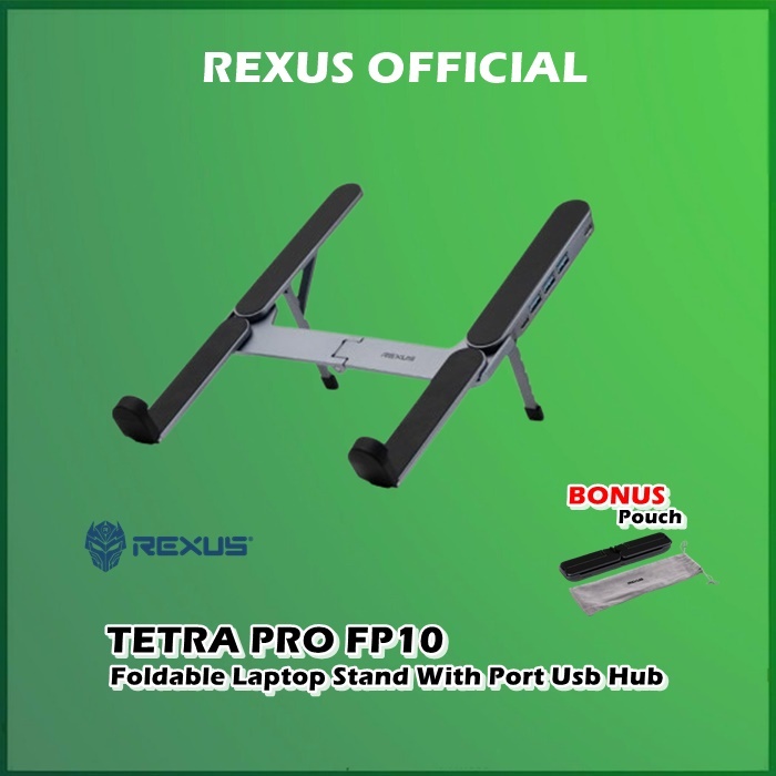 Jual Rexus Tetra Pro FP10 Foldable Laptop Stand With Port Usb Hub Type ...