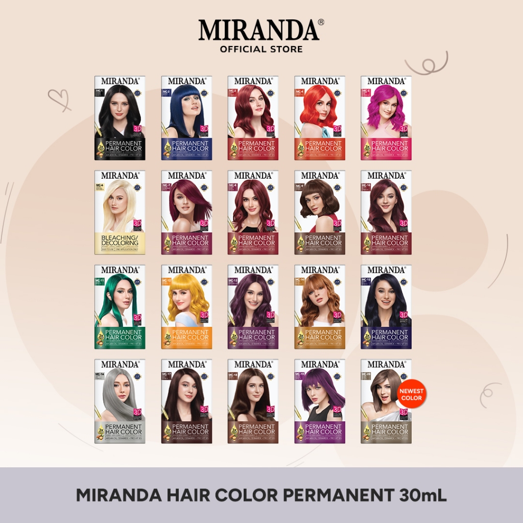 Jual [Paket Perawatan Rambut Berwarna Rusak] Miranda Hair Color 30ml ...