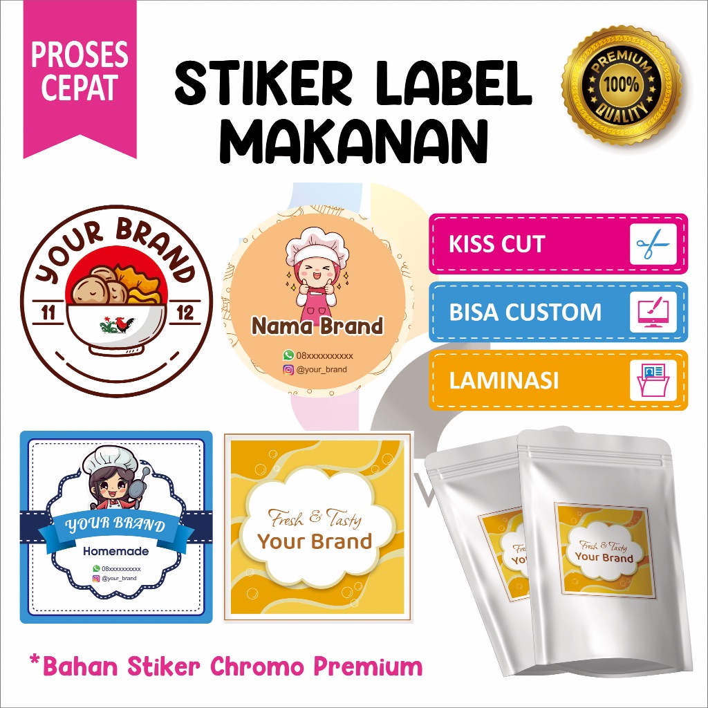 Jual STIKER LABEL MAKANAN BULAT/KOTAK 1 LEMBAR A3+ FREE DESIGN | Shopee ...