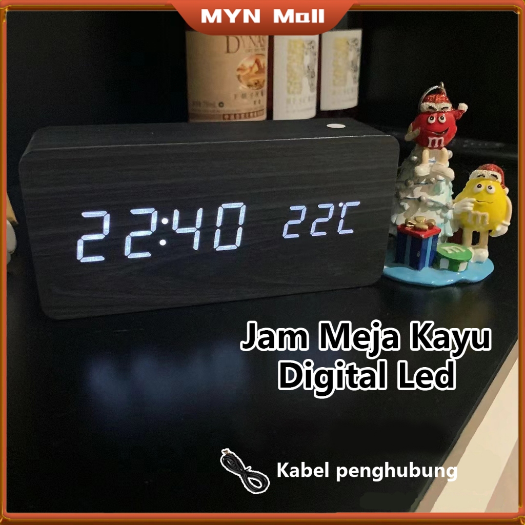 Jual MYN Mall Jam Meja Kayu Digital Led / Jam Alarm Samping Tempat ...