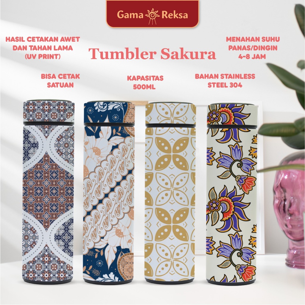 Jual Botol Minum Edisi BATIK Indonesia Tumbler Sakura 450ml Cetak Uv ...