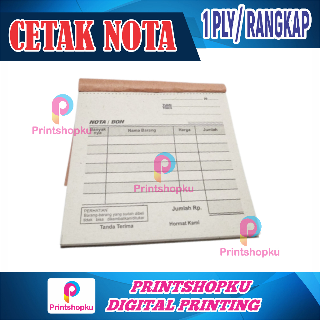 Jual Cetak Nota / Bon / Faktur / Surat Jalan (1 Rangkap) Tanpa Karbon ...