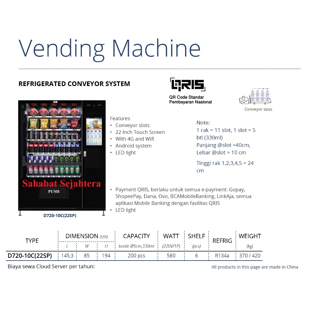 Jual GEA Vending Machine D720-10C(22SP) Otomatis – Mesin Penjual ...