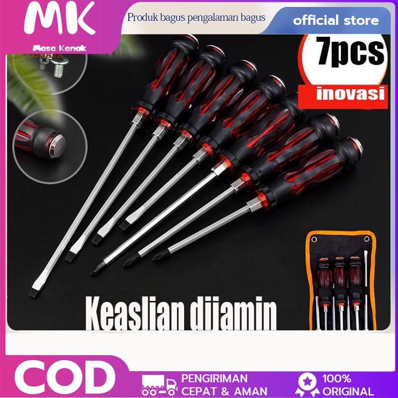 Jual 7Pcs Screwdriver Set With Magnetic Household Multifunctional Cross ...