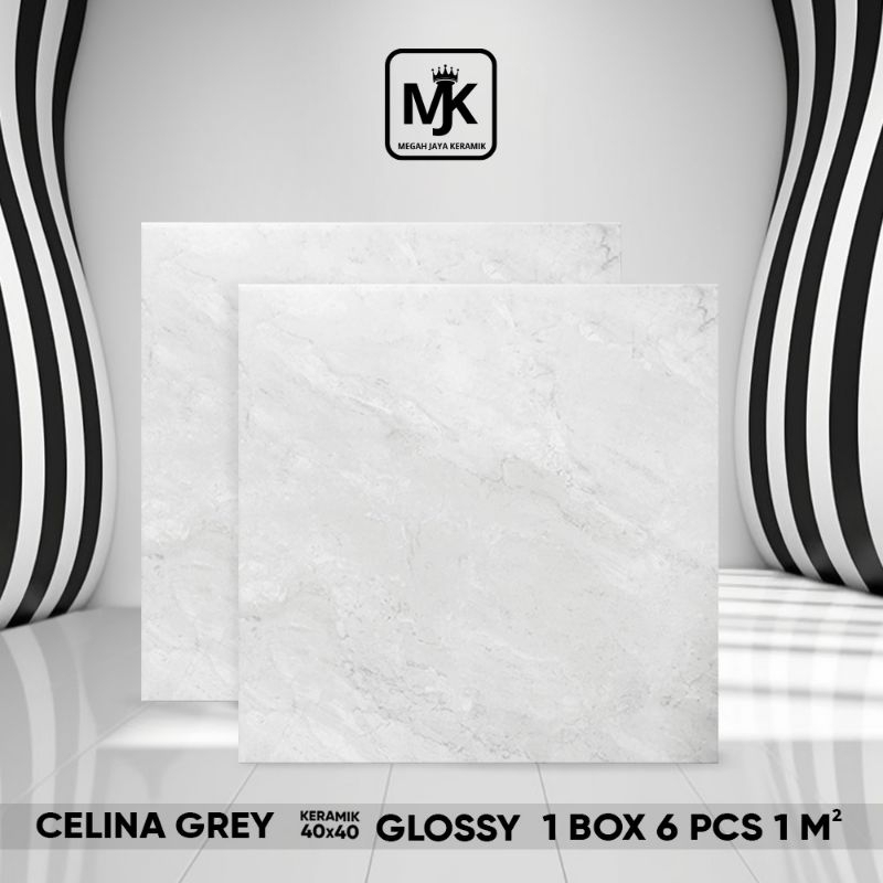 Jual Keramik Lantai Glossy Celina Grey 40 x 40 | Shopee Indonesia