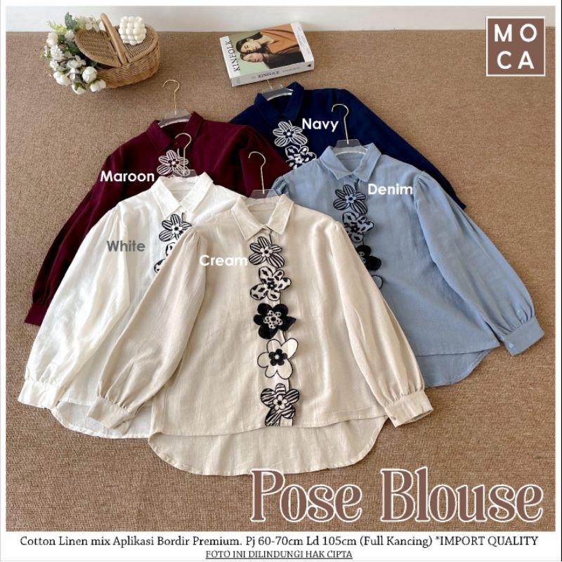 Jual Pose Blouse by Moca - blouse linen premium - blouse wanita model ...