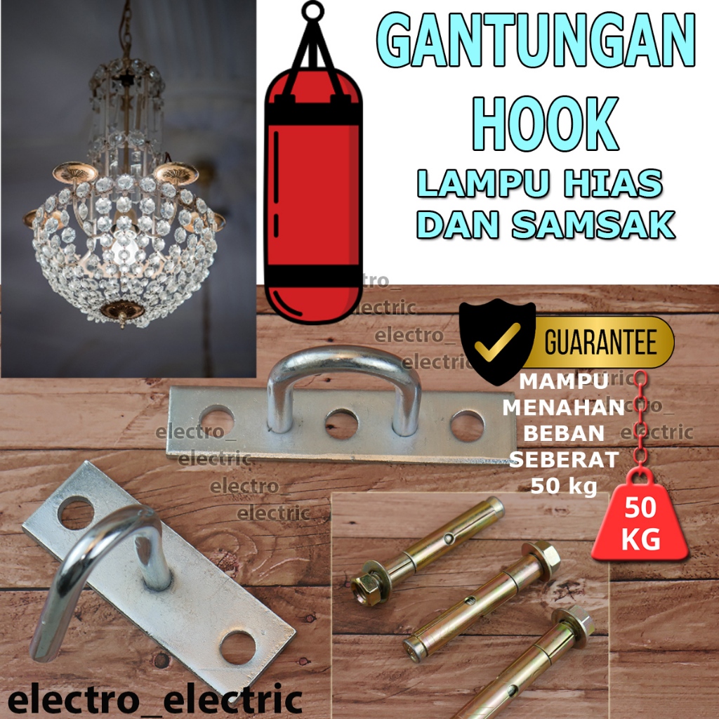 Jual gantungan lampu gantung-gantungan plafon-gantungan hook stainless ...