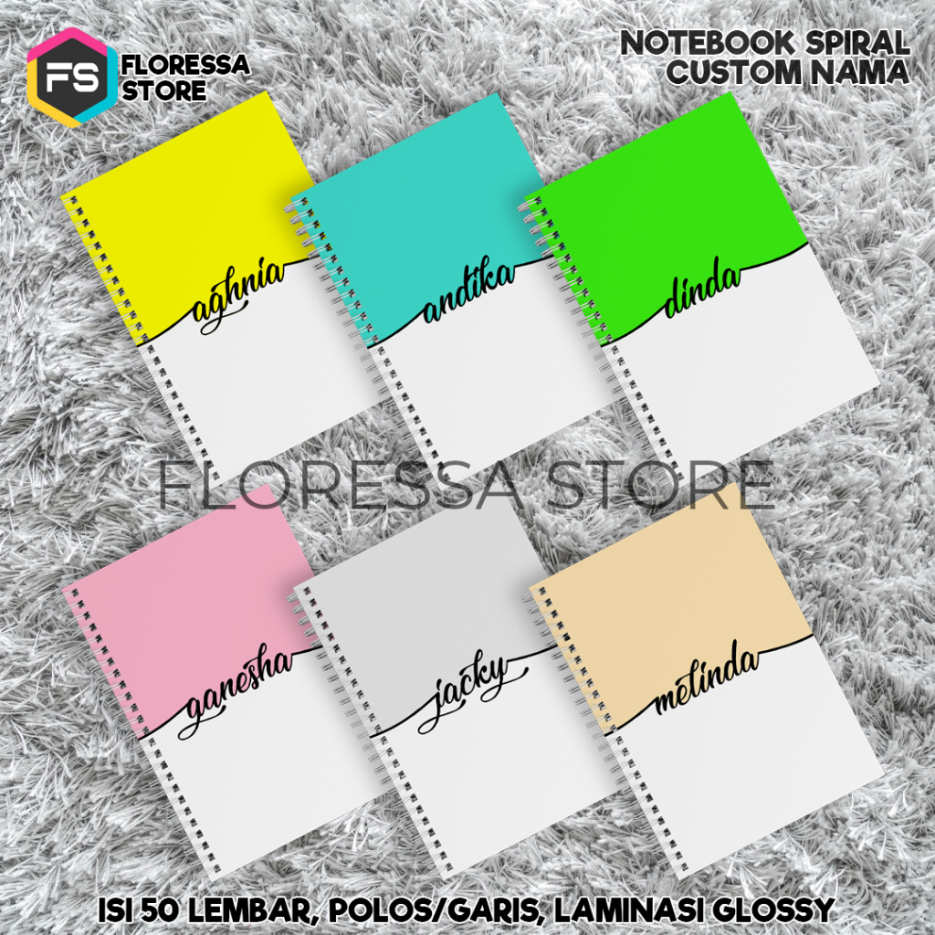 Jual NOTEBOOK SPIRAL CUSTOM NAMA A6 ISI 50 LEMBAR LAMINASI BUKU DIARY ...