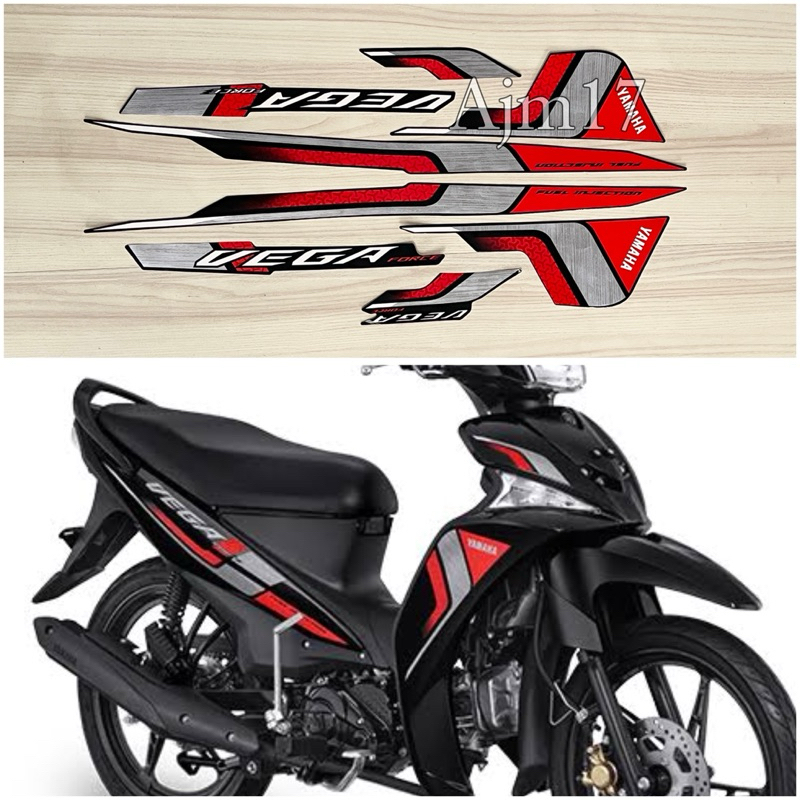 Jual STIKER STRIPING VEGA FORCE 2021 HITAM LIS MERAH | Shopee Indonesia
