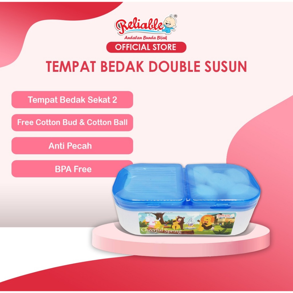Jual Reliable - Tempat Bedak Bayi Double Susun | Free Cutton Ball ...