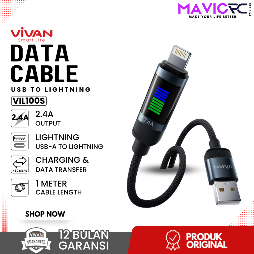 Jual VIVAN VIL100S Kabel Cable Data Charging USB To Lightning Iphone 2 ...