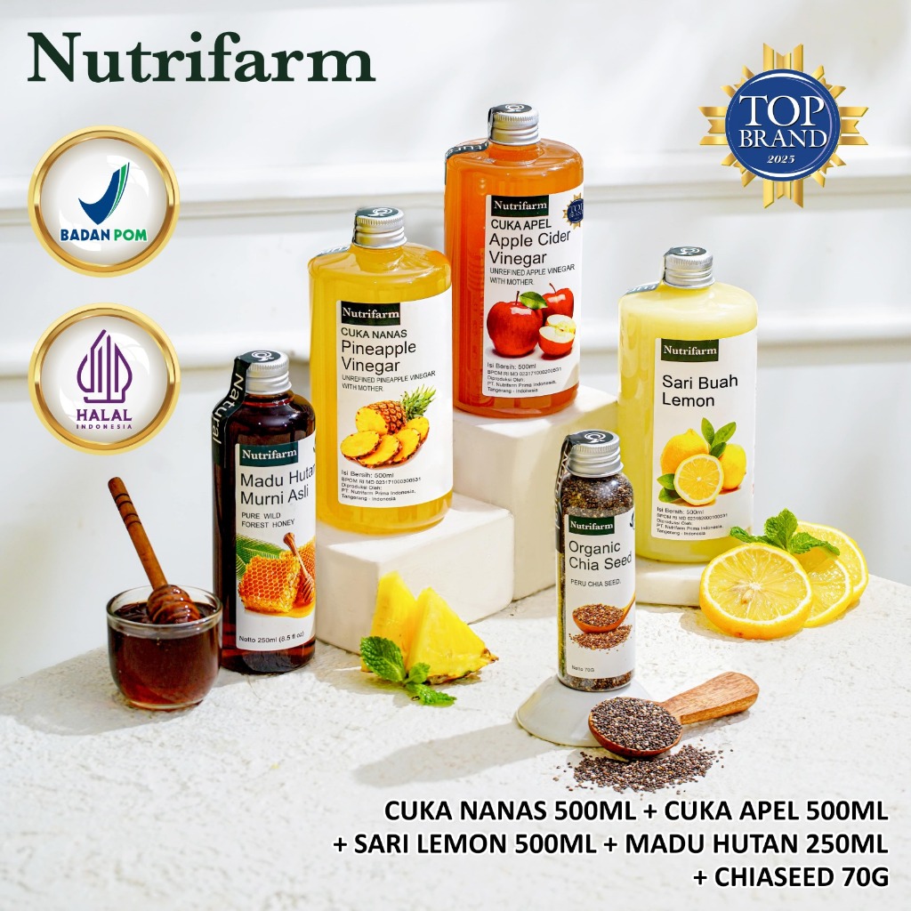 Jual PAKET COMBO 5 IN 1 NUTRIFARM/CUKA NANAS LEMON APEL MADU HUTAN CHIA ...