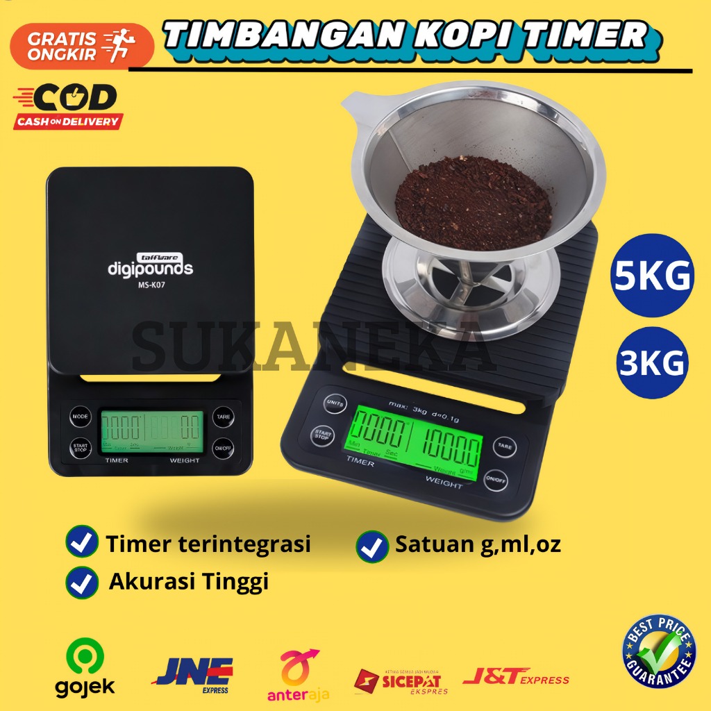 Jual Timbangan Kopi Digital Timer Barista Coffee Scale Cafe 5kg Dan 3kg ...