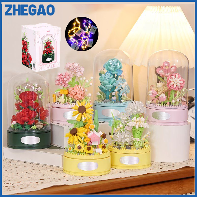 Jual [Lampu Bunga] Mainan Musik Bunga Bricks Music Box DIY Blok ...