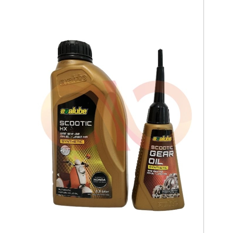 Jual Evalube | Paket Oli Motor Matic Scootic HX 10W-30 0.8 Ltr + Gear Oil | Shopee Indonesia