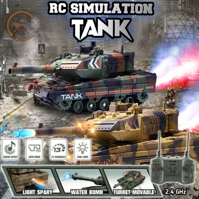 Jual RC Tank Water Bomb Military 13 channel Mainan mobil tank baja ...