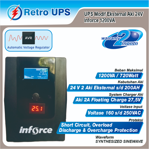 Jual UPS Modif Modifikasi Eksternal Aki 24V Inforce 1200VA BARU ...