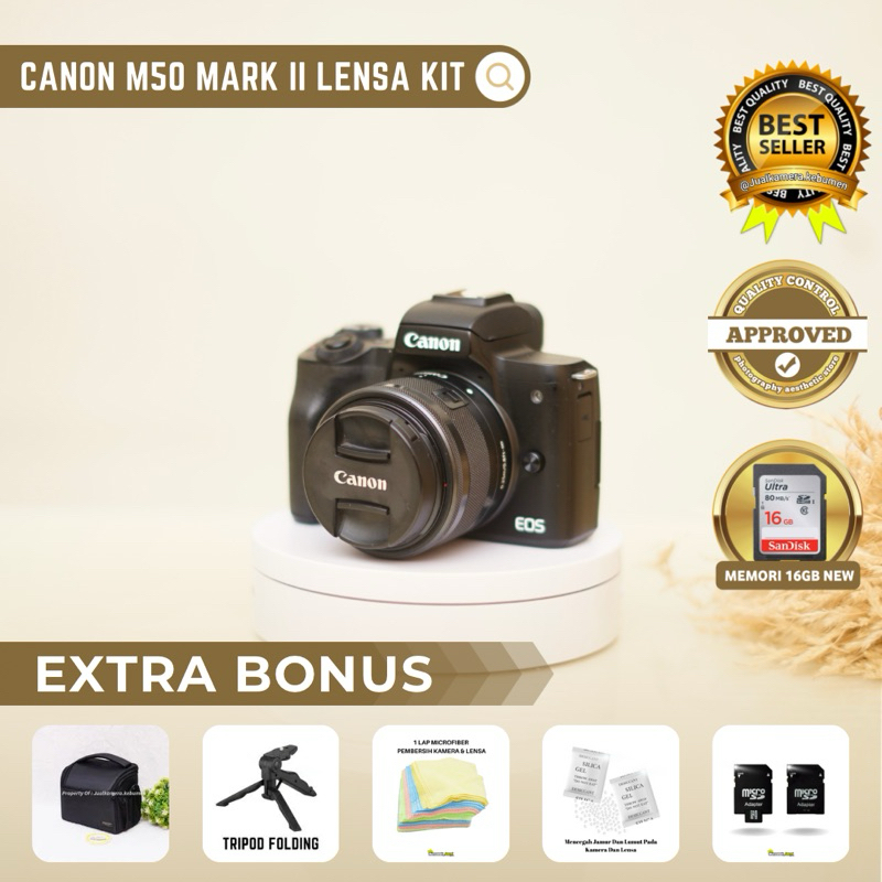Jual CANON EOS M50 MARK II LENSA KIT 15-45MM NORMAL SIAP PAKAI | Shopee ...
