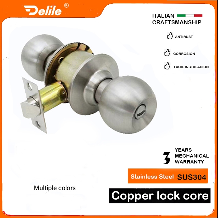 Jual GAGANG PINTU BULAT SUS 304 DELILE 587 SSS/BK KUNCI BULAT WC/TANPA ...