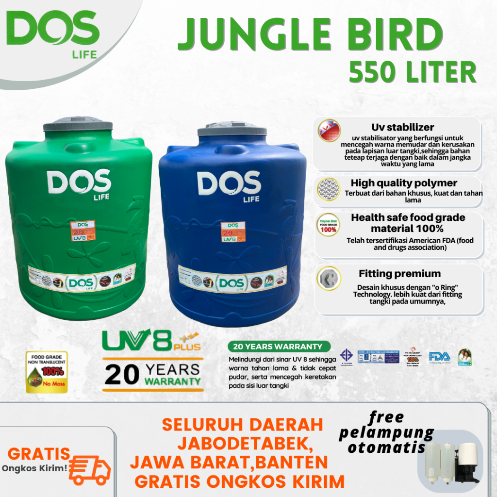 Jual DOS - Water Tank Jungle bird 550 Liter Toren Air Tandon Air Tanki ...