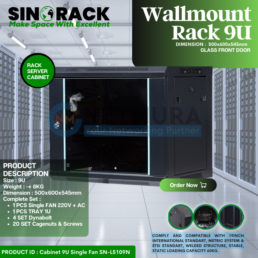 Jual Wallmount Rack Server 9U/ Rack Server Ukuran 9U Depth 500mm ...